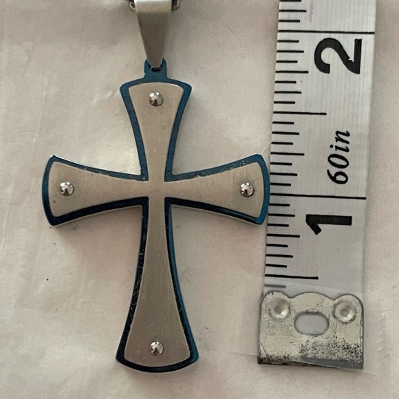 Accessories | Mens Blue Tinged Cross Necklace | Poshmark